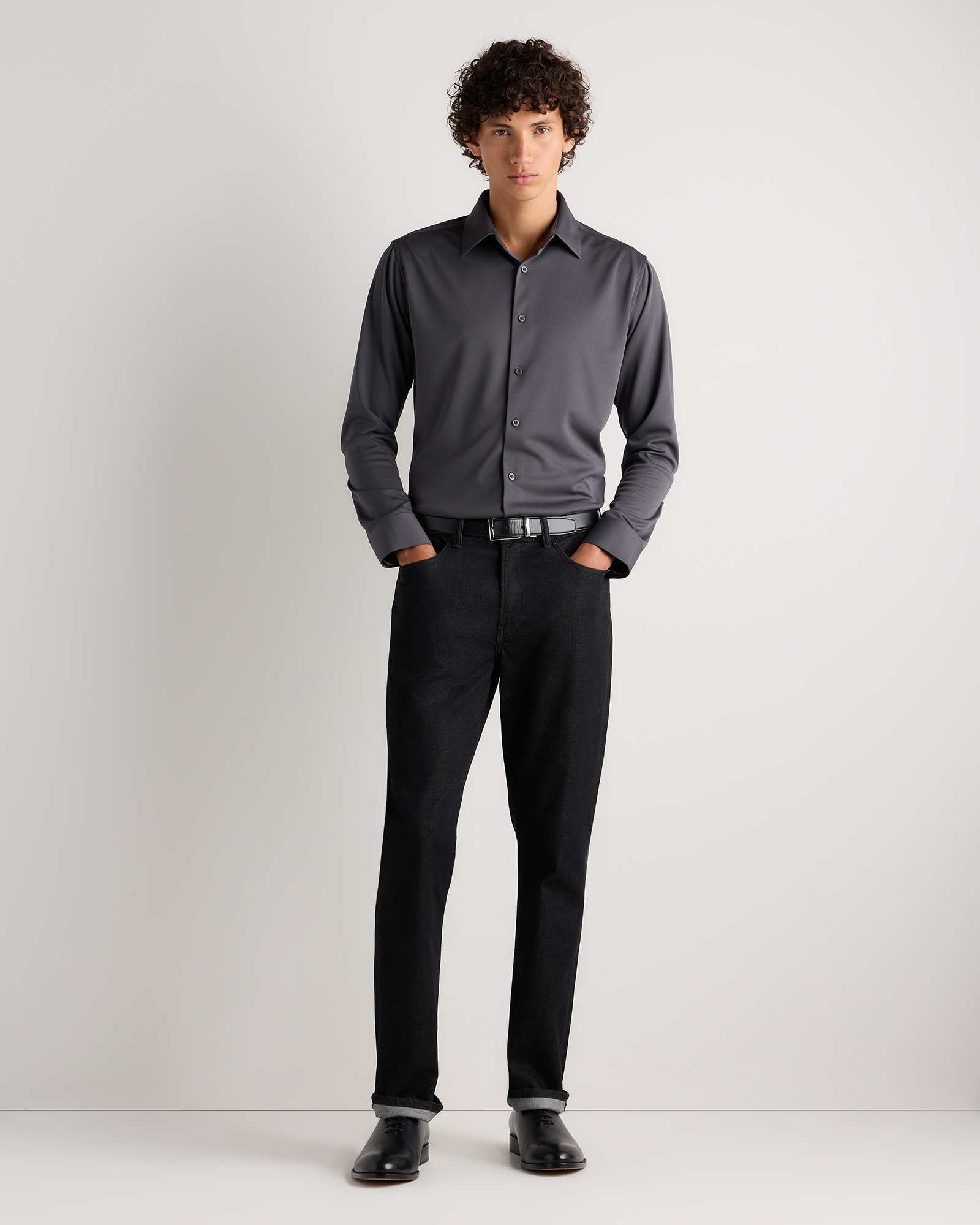 QUINCE Commuter Stretch Pique Long Sleeve Button Down